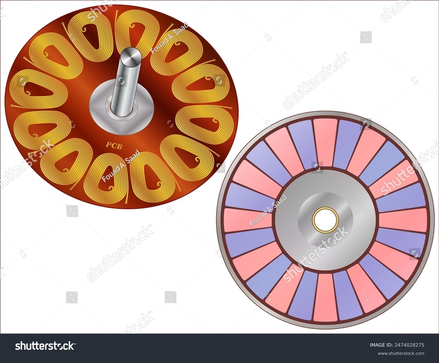 Electromagnetic Design Modeling Three Phase Axial Flux Printed Stock Vector Royalty Free