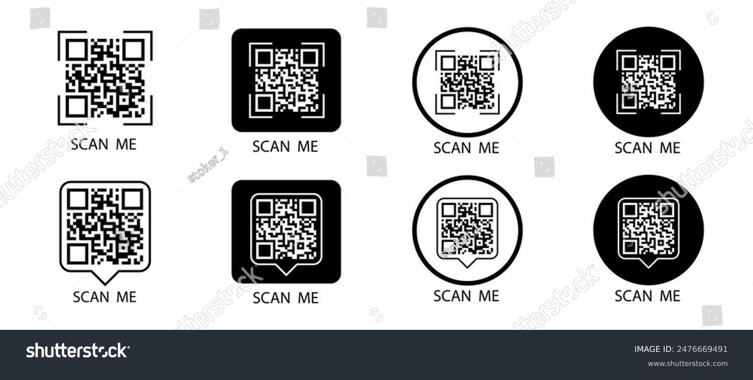 Qr Code Set Scan Me Scan Stock Vector (Royalty Free) 2476669491 | Shutterstock