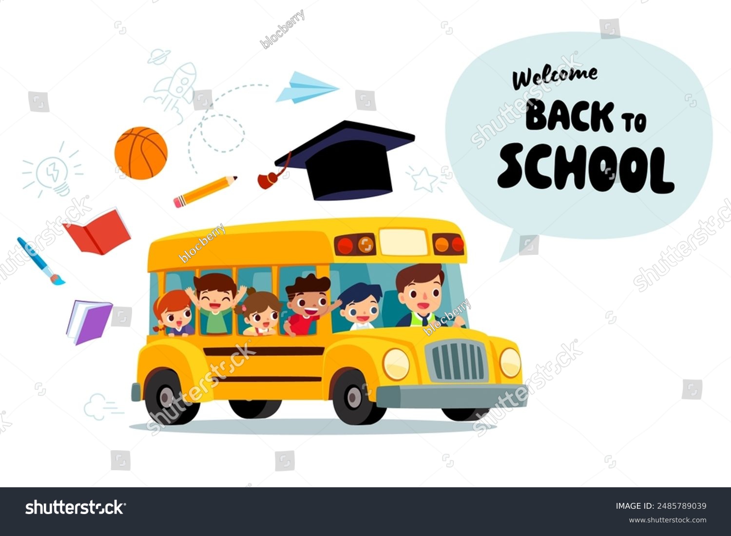 Vector Cartoon Illustration Kids On School 库存矢量图（免版税）2485789039 ...