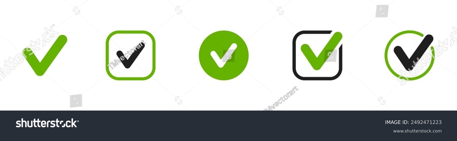 Check Mark Icon Set Checkmarks Confirm Stock Vector (Royalty Free) 2492471223 | Shutterstock