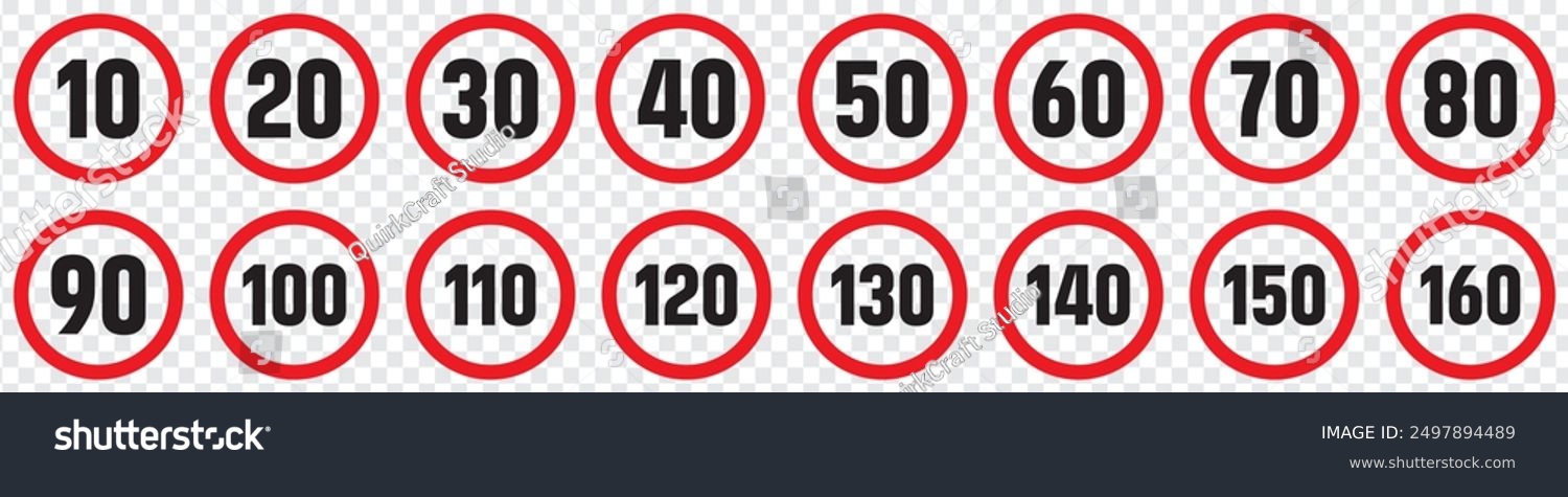 Speed Limit Sign Set Set Generic Stock Vector (Royalty Free) 2497894489 | Shutterstock