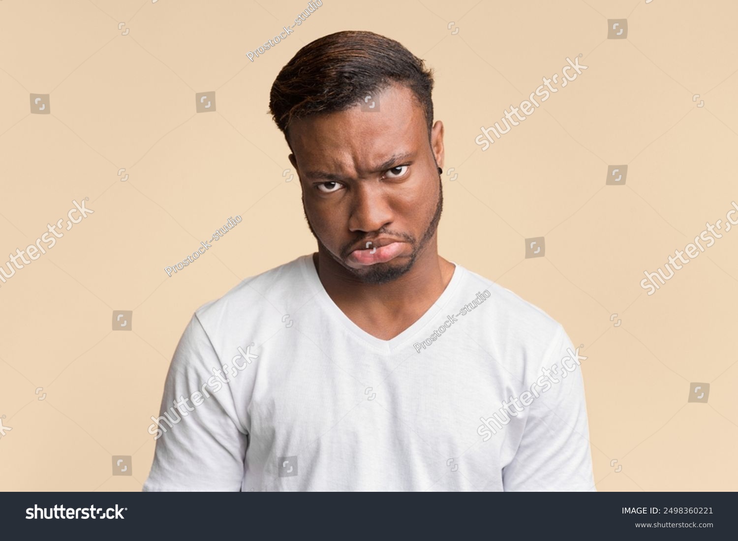 Sulky Face Grumpy Afro Guy Looking Stock Photo 2498360221 | Shutterstock