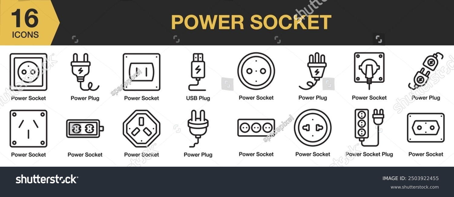 Power Socket Icon Set Includes Power Stock Vector Royalty Free 2503922455 Shutterstock