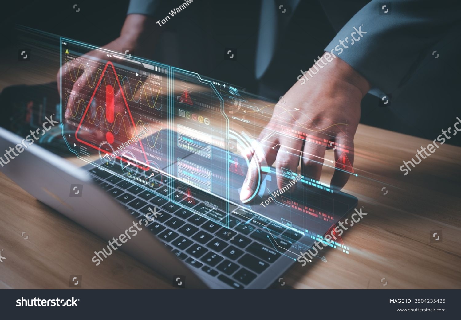 Hacker Programmer Using Laptop Triangle Caution Stock Photo 2504235425 | Shutterstock