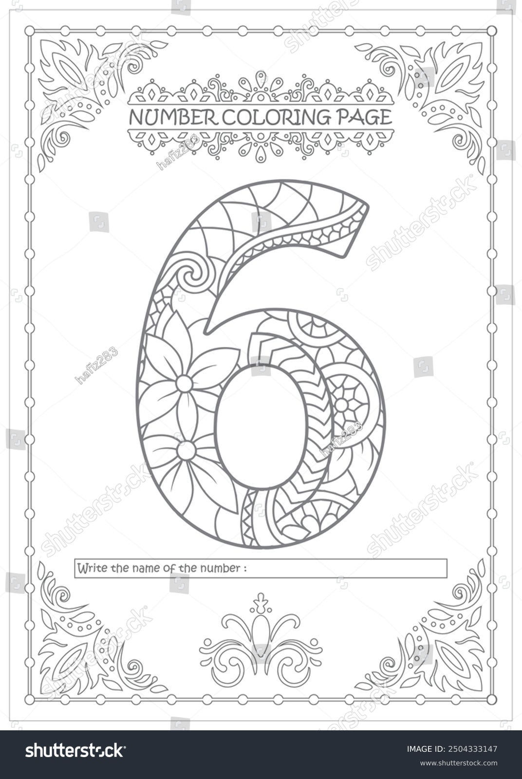 Cute Printable Number Coloring Pages Preschoolers Stock Vector (Royalty ...
