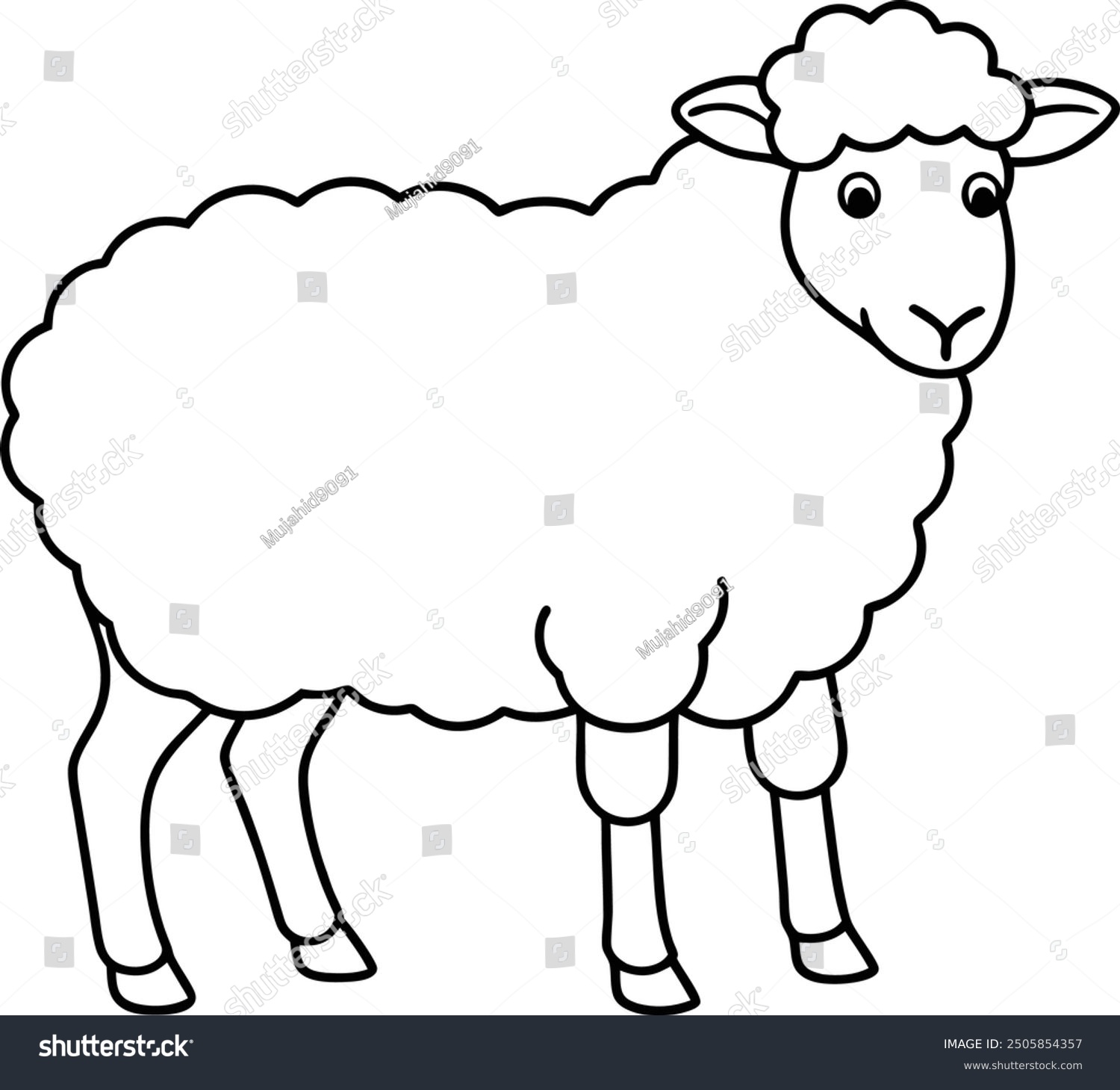 Sheep Outline Line Art Silhouette Vector Stock Vector (Royalty Free) 2505854357 | Shutterstock