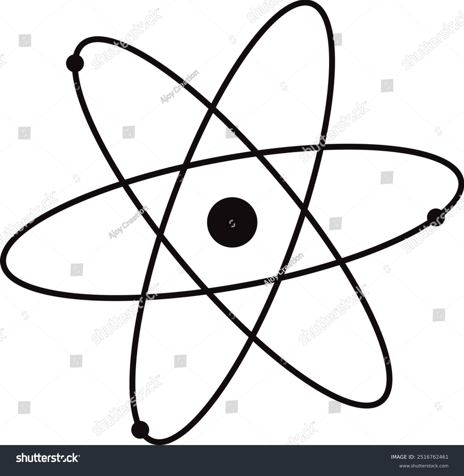 Stylized Atom Central Nucleus Three Elliptical Stock Vector (Royalty Free) 2516762461 | Shutterstock