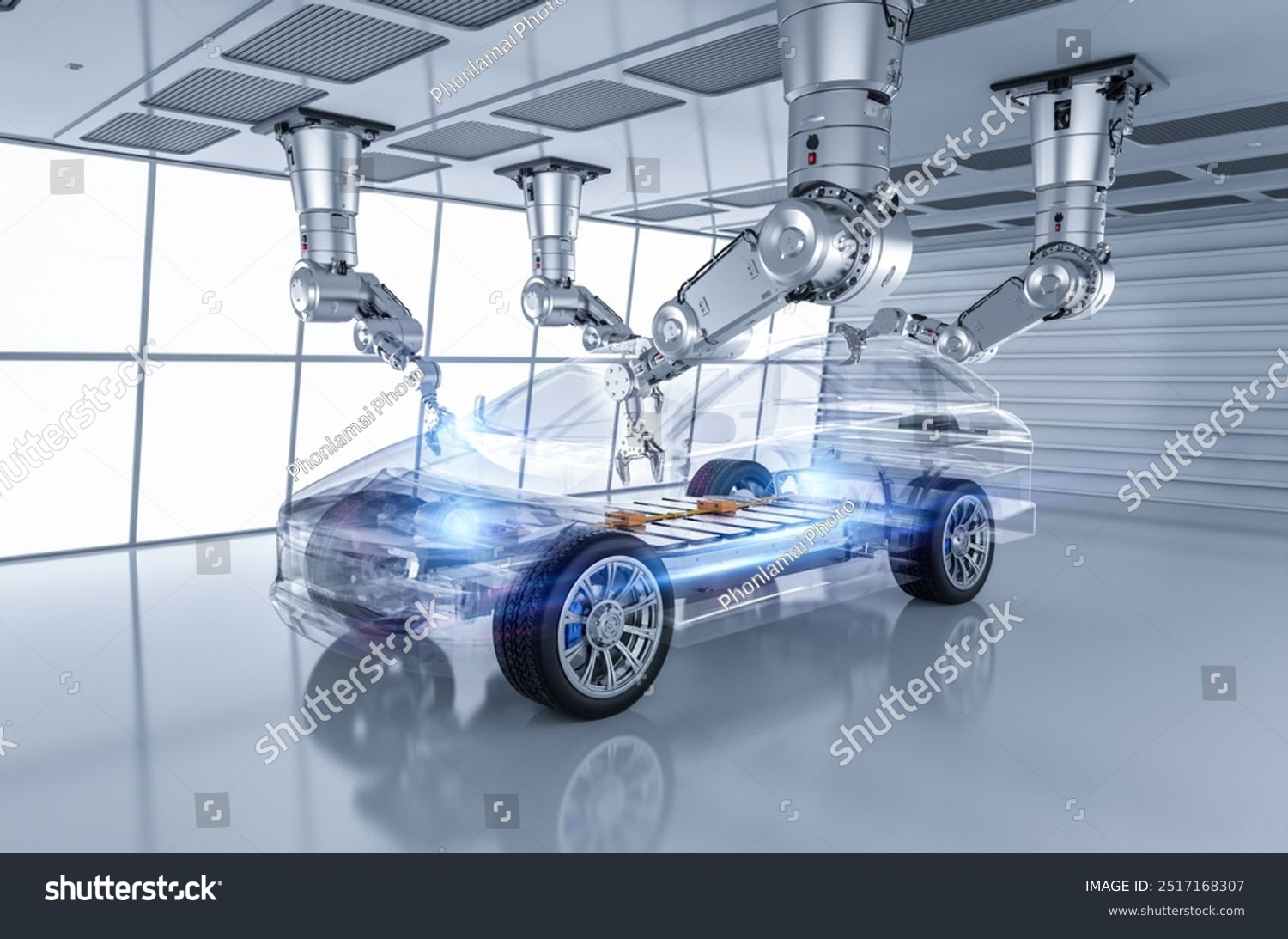 Automation Automobile Factory Concept 3d Rendering Stock Illustration ...