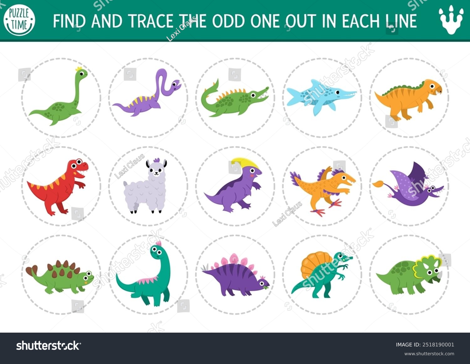 Find Odd One Out Dinosaur Logical Stock Vector (Royalty Free ...