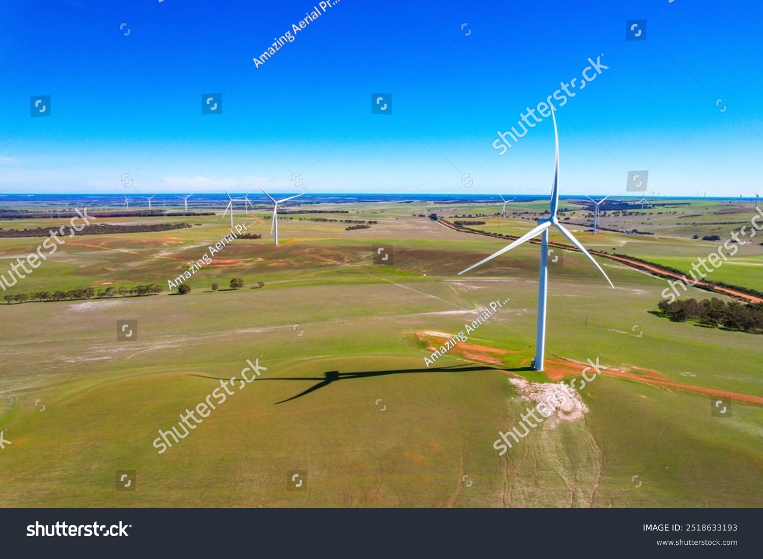 Aerial View Wind Farm Wind Turbines Stock Photo 2518633193 | Shutterstock