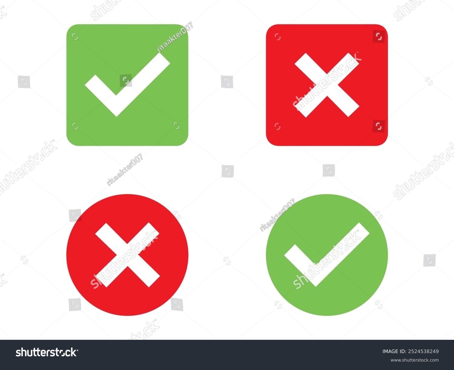 Check Mark Icon Button Set Check Stock Vector (Royalty Free) 2524538249 | Shutterstock
