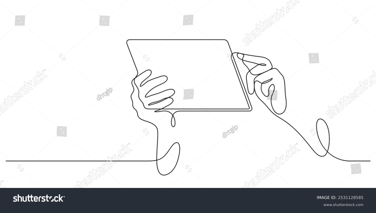 Hand Using Tablet One Line Drawing Stock Vector (Royalty Free) 2531128585 | Shutterstock