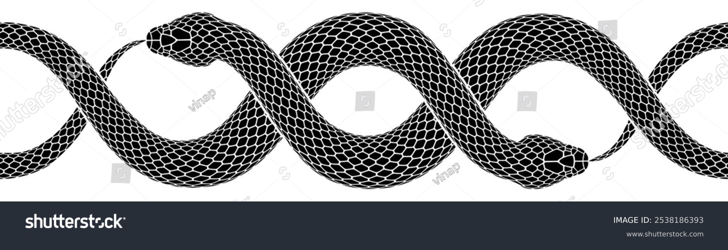 Two Intertwined Black Snakes Biting Their Stock Vector (Royalty Free ...