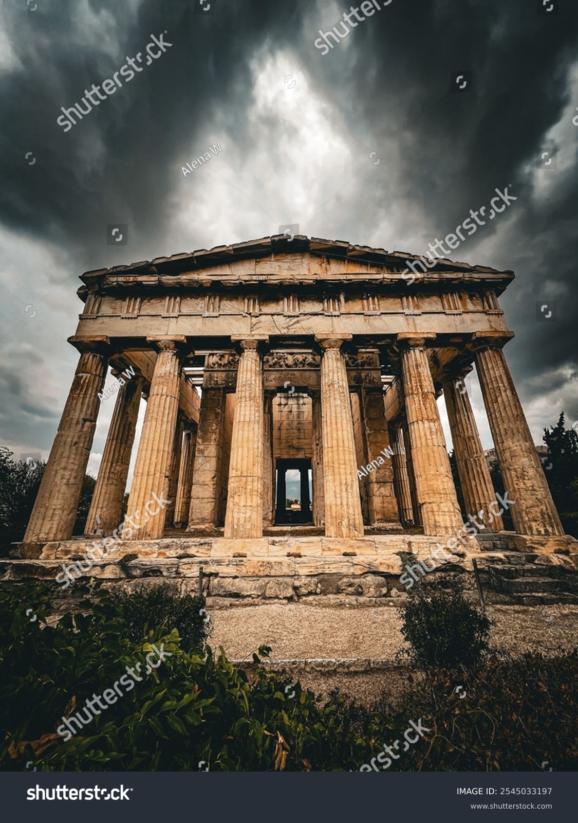Majestic Ancient Greek Temple Row Columns Stock Photo 2545033197 | Shutterstock