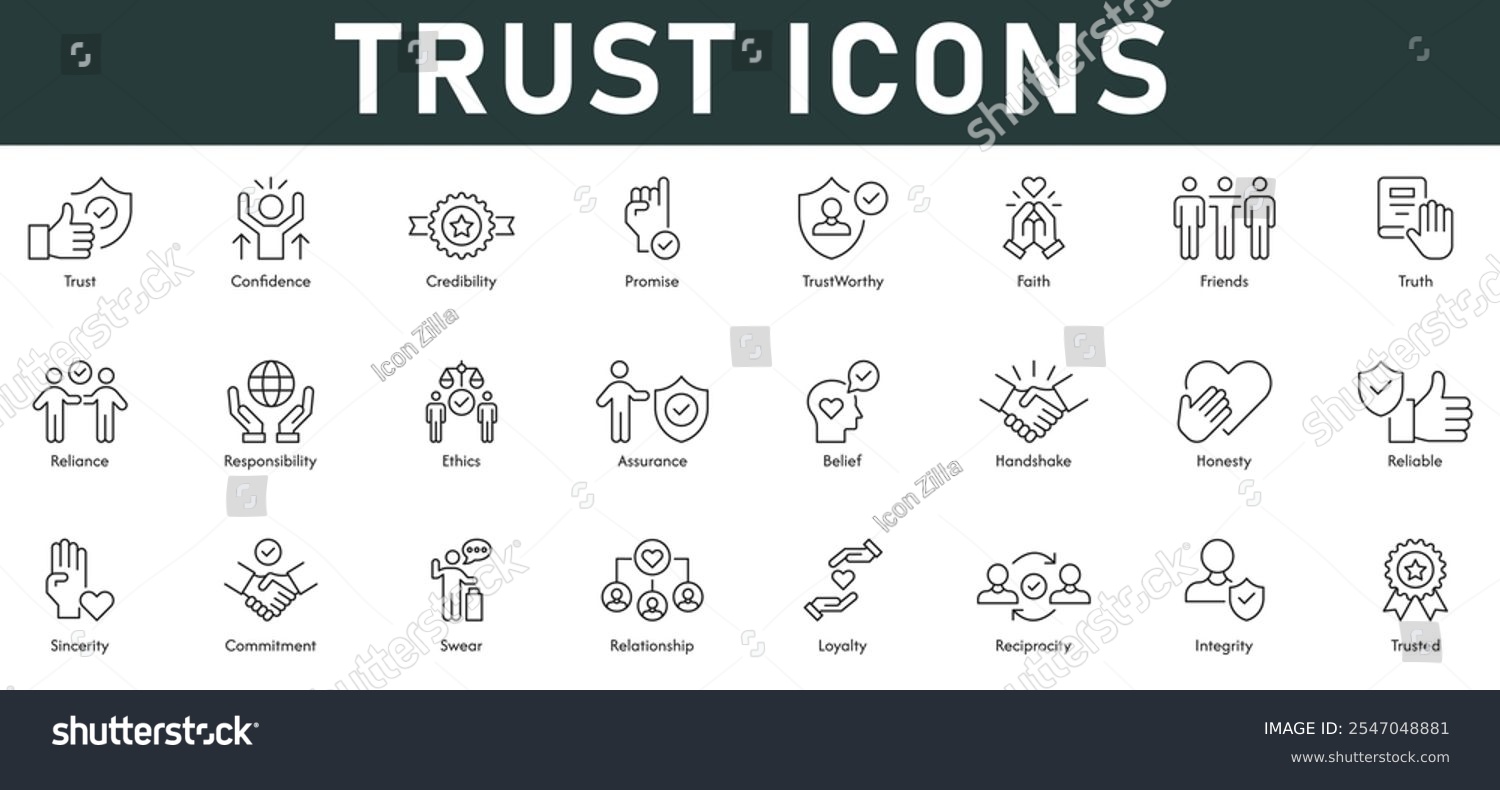 Trust Icons Vector Illustration Thin Line Stock Vector (Royalty Free) 2547048881 | Shutterstock