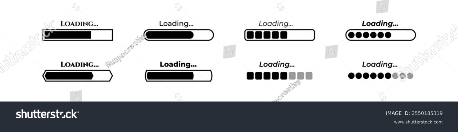 Set Loading Bar Icon Different Loading Stock Vector (Royalty Free) 2550185319 | Shutterstock