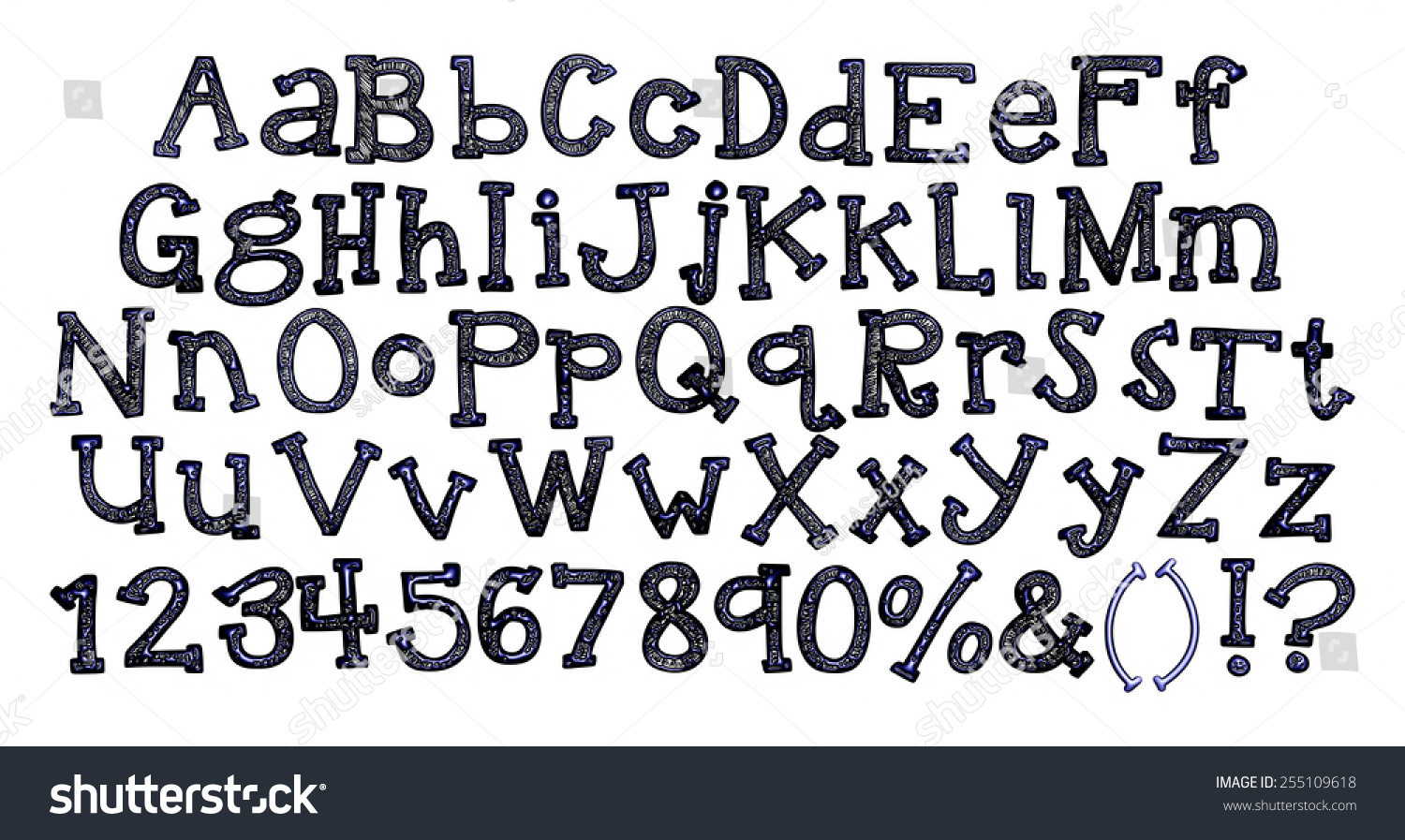 3d Black Alphabet Numbers On Isolated Stock Illustration 255109618 ...