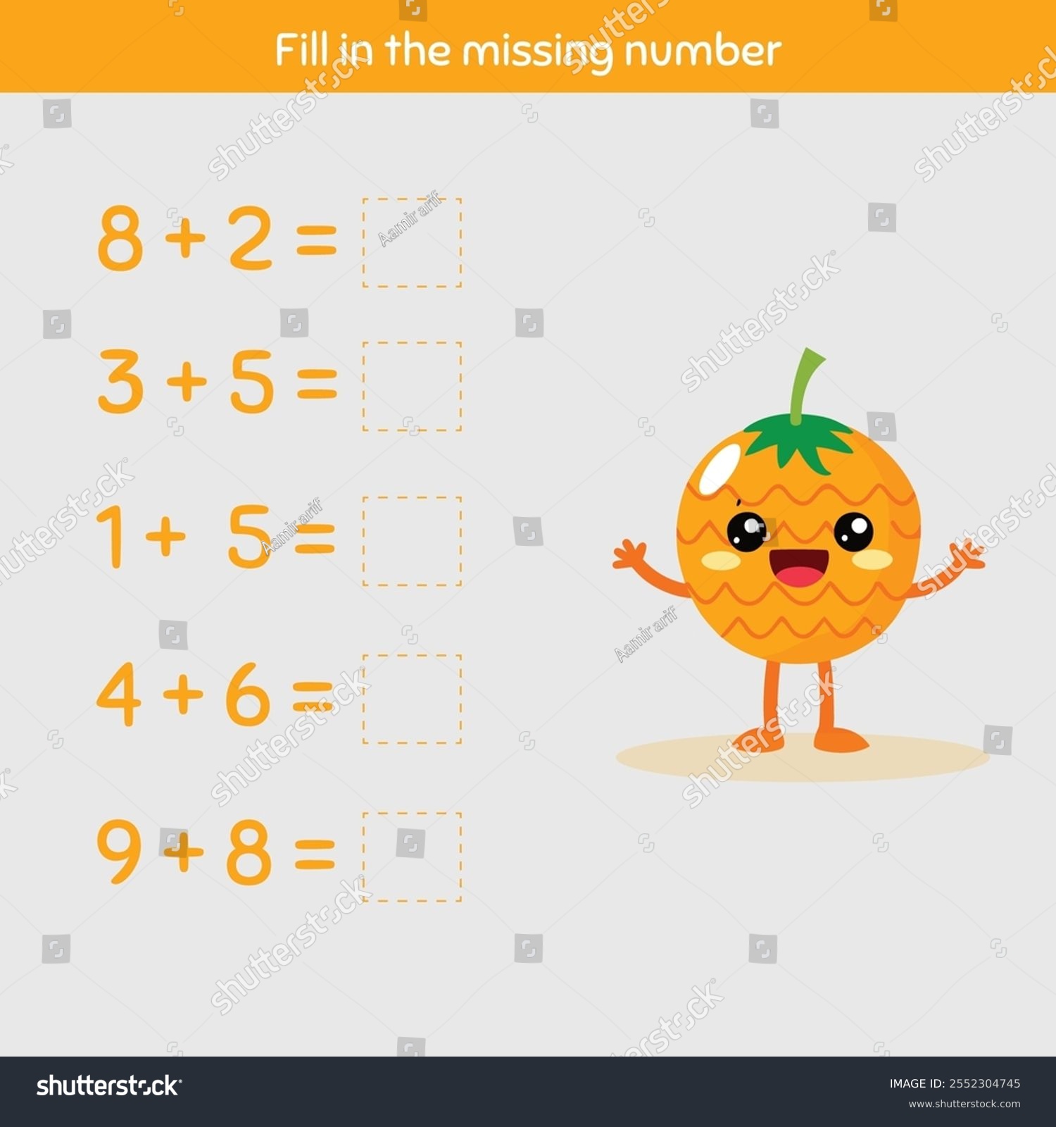 Mathematical Educational Game Children Complete Series Stock Vector ...