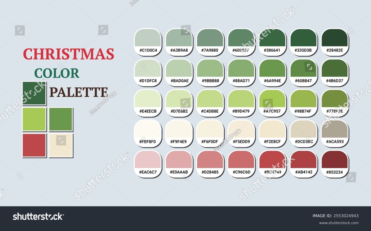Christmas Color Palette Hex Codes Stock Vector (Royalty Free ...