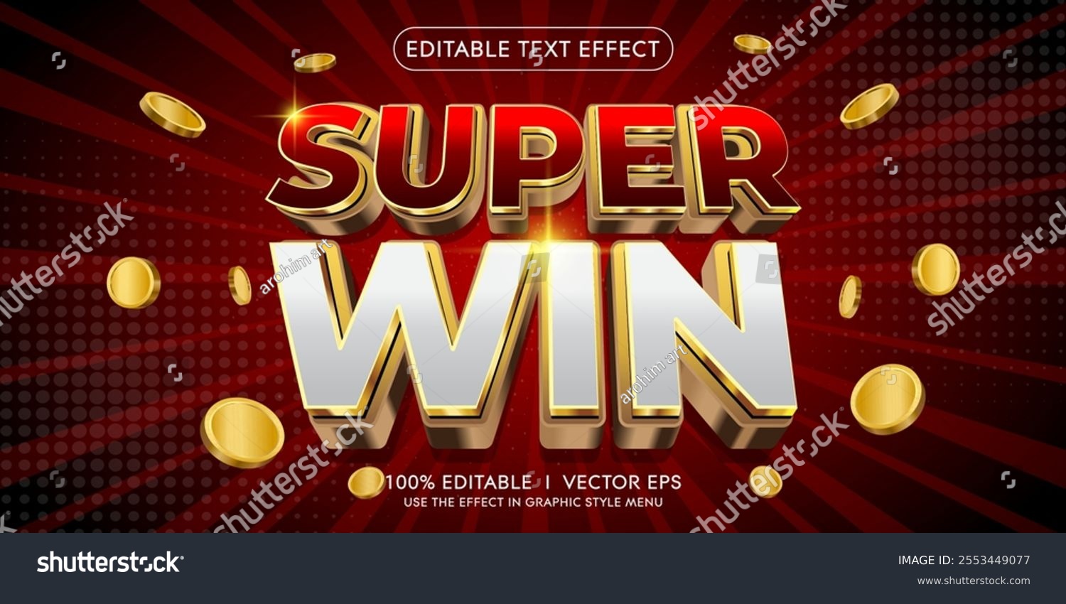 Editable Super Win Vector 3d Text Stock Vector (Royalty Free) 2553449077 | Shutterstock