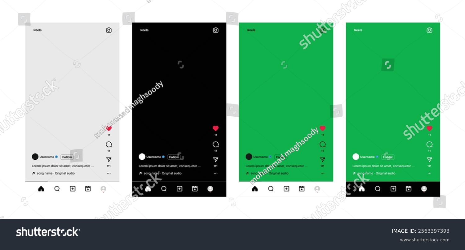 Instagram Reels Mockup Empty Green Screen Stock Vector (Royalty Free ...