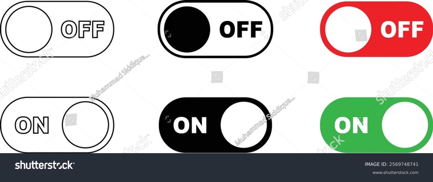 On Off Toggle Switch Buttons Icon Stock Vector (Royalty Free) 2569748741 | Shutterstock
