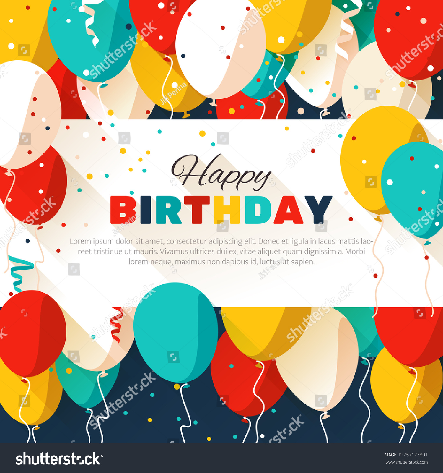 Colorful Happy Birthday Announcement Poster Flyer Stock Vector (Royalty ...