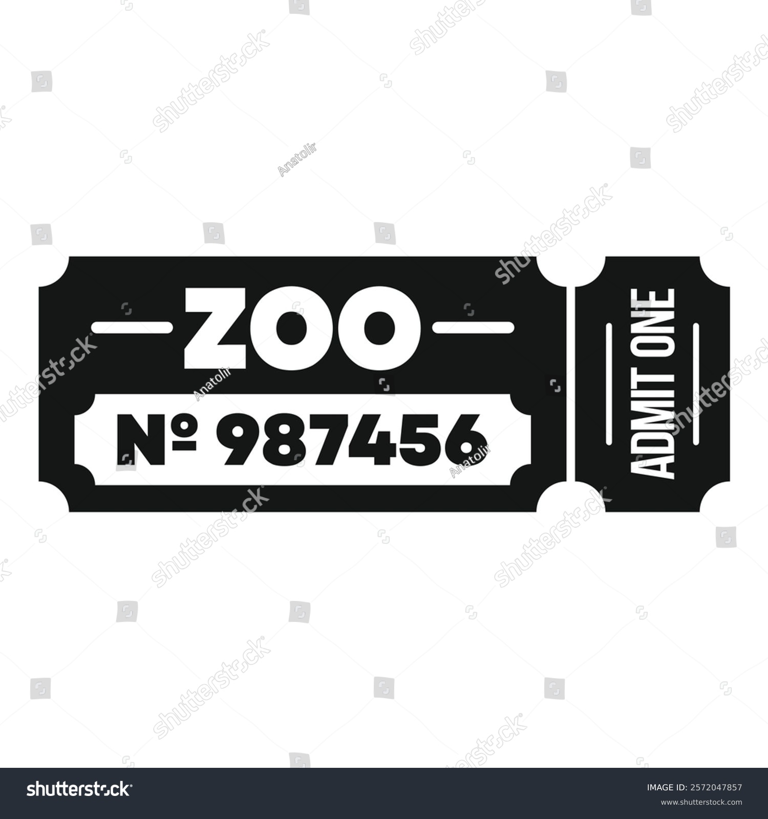 Black White Icon Zoo Ticket Granting Stock Vector (Royalty Free ...