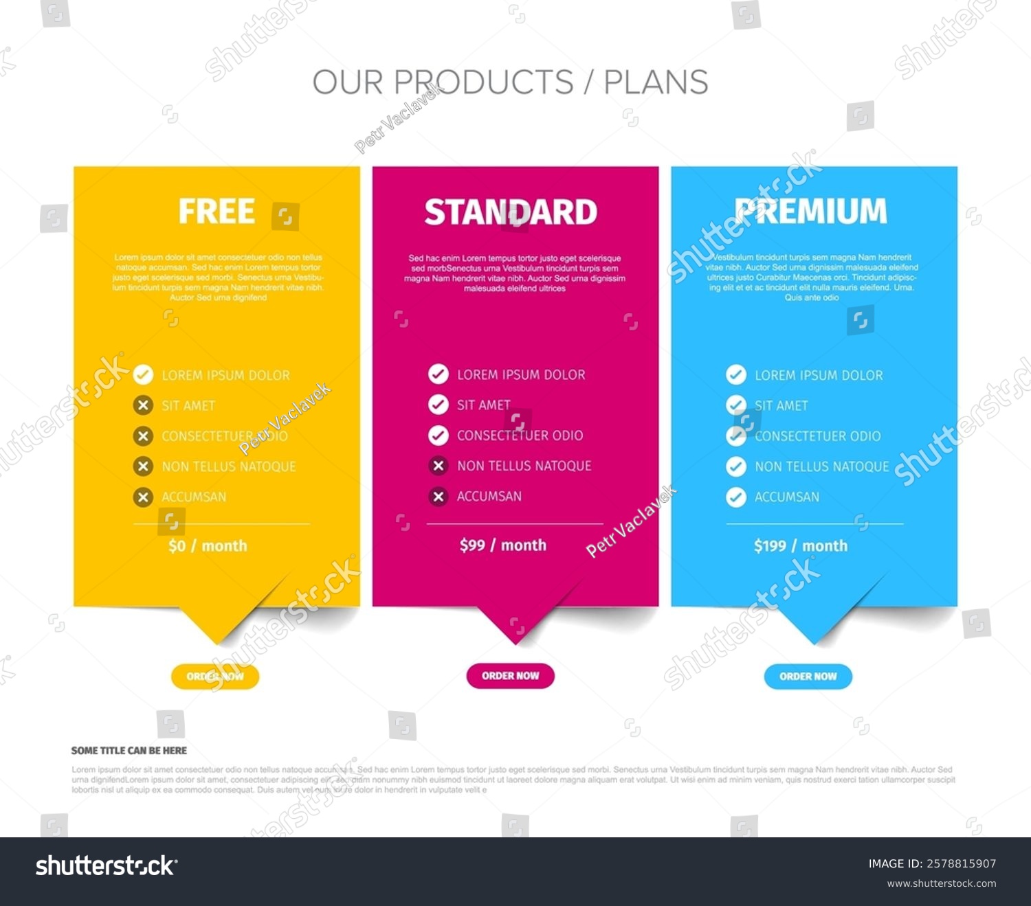 Vibrant Product Plan Comparison Chart Template Stock Vector (Royalty Free) 2578815907 | Shutterstock