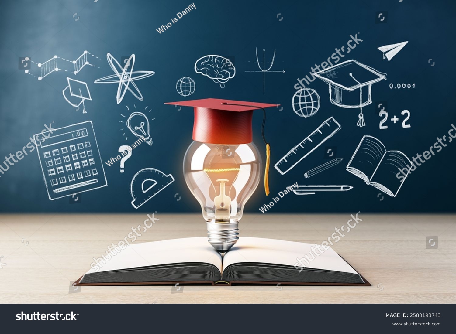 Lightbulb Wearing Graduation Cap On Open Stock Illustration 2580193743 | Shutterstock