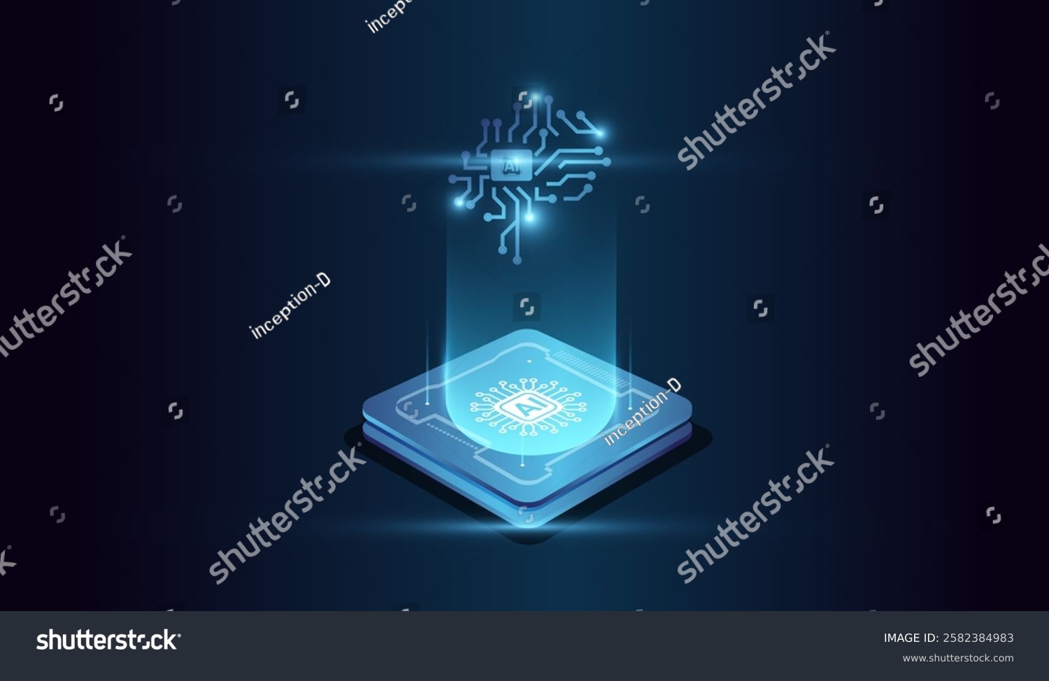 Futuristic Representation Artificial Intelligence Glowing Microchip Stock Vector (Royalty Free ...