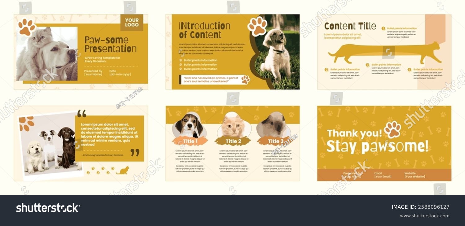 Pet-themed Presentation Template Cute Animal Powerpoint Stock Vector ...