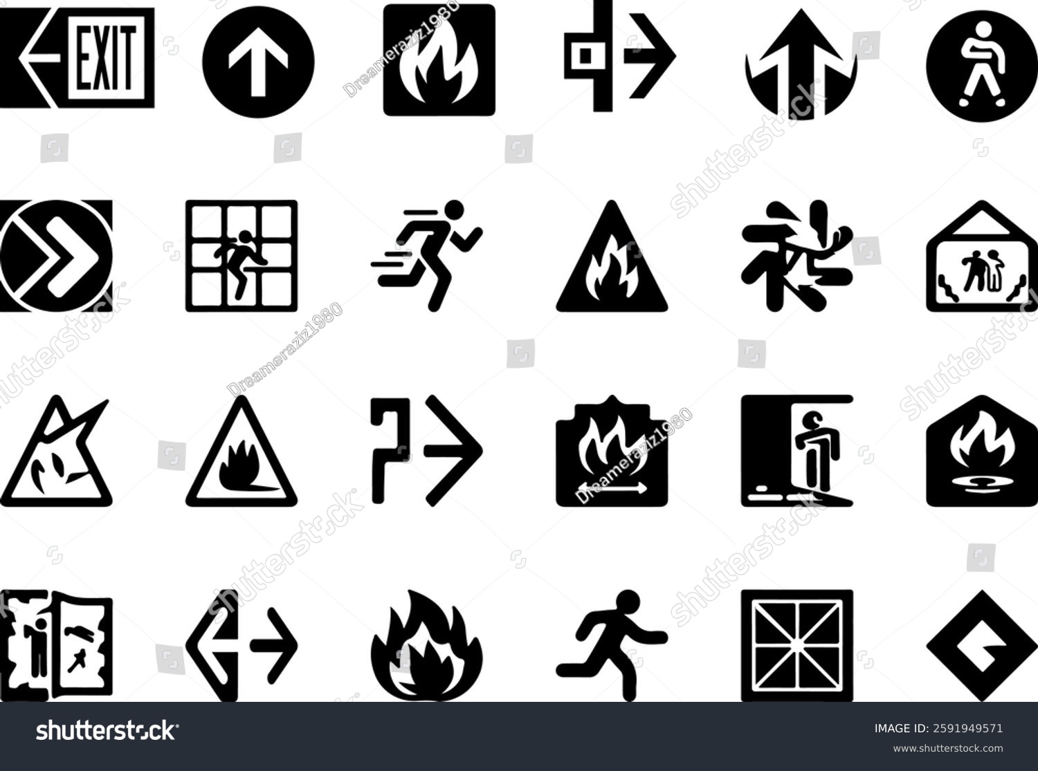 High-quality Emergency Exit Symbol Featuring Running Stock Vector (Royalty Free) 2591949571 ...