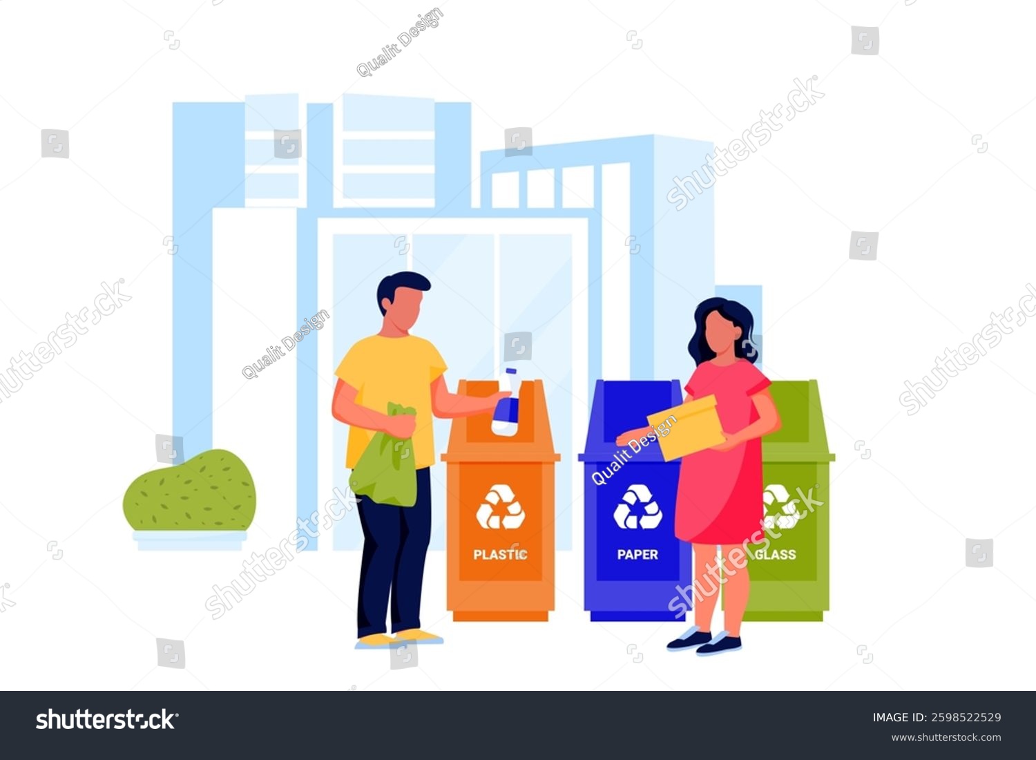 Man Woman Sorting Waste Recycling Vector Stock Vector (Royalty Free) 2598522529 | Shutterstock