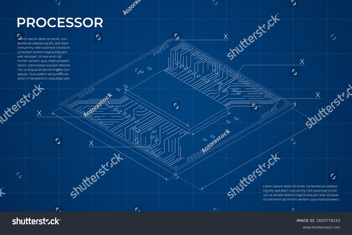 Isometric Processor Blueprint Central Processing Unit Stock Vector (Royalty Free) 2600778143 ...