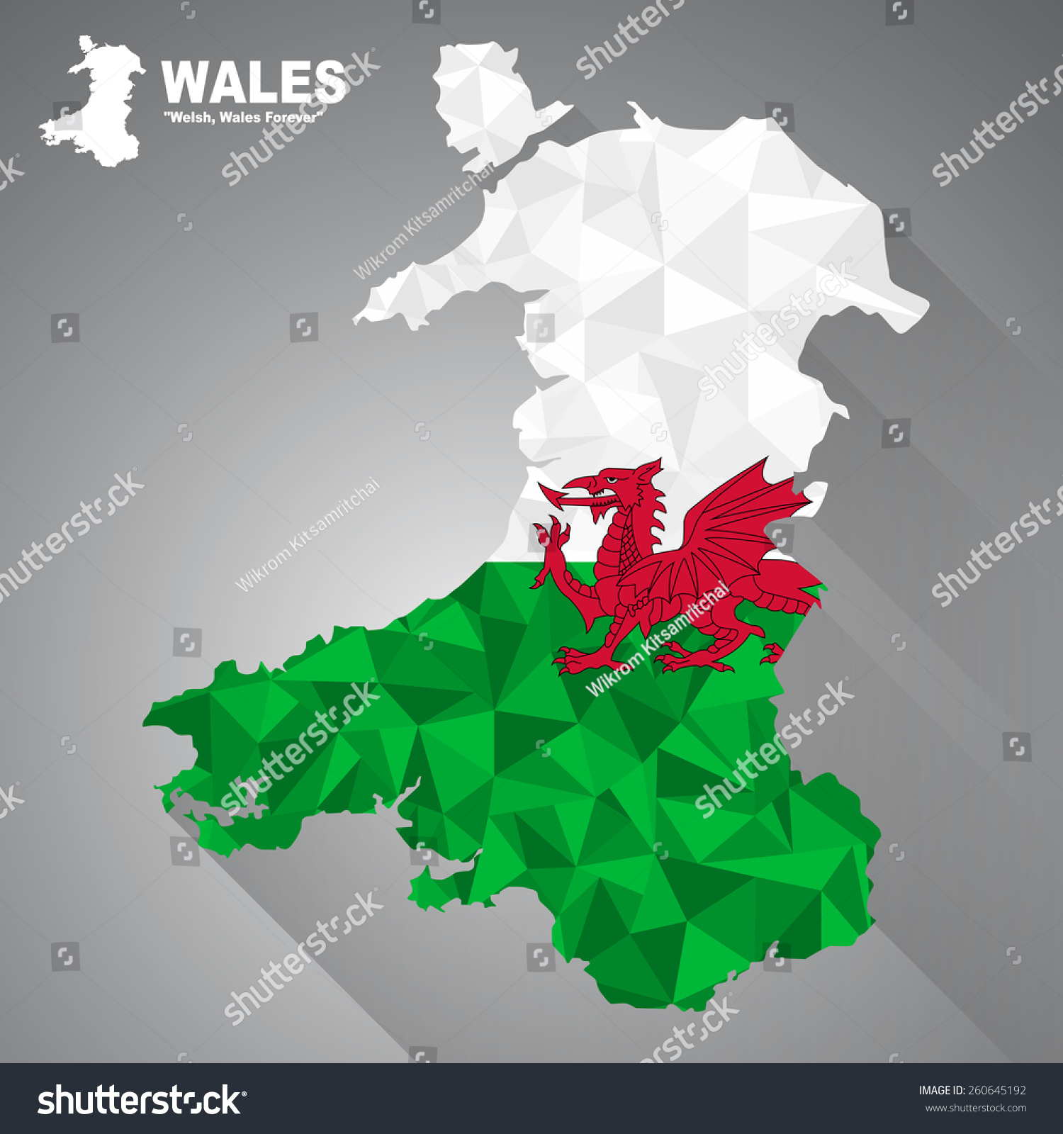 Wales Flag Overlay On Wales Map Stock Vector (Royalty Free) 260645192 ...