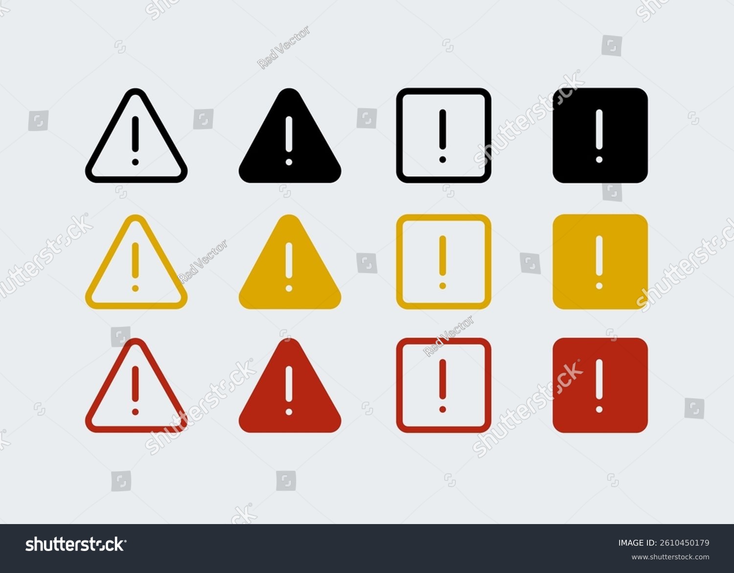 Warning Precaution Attention Alert Icon Set Stock Vector (Royalty Free) 2610450179 | Shutterstock