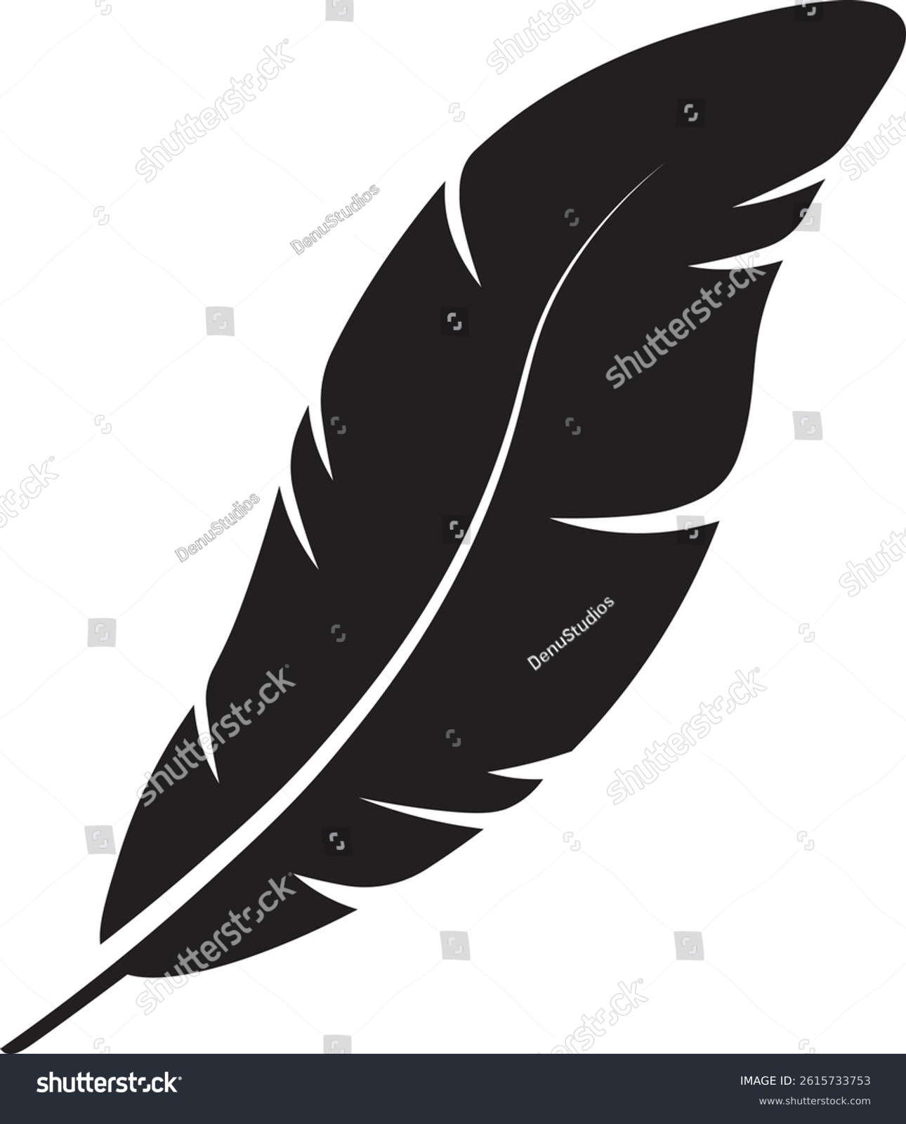 Curved Feather Silhouette Vector Illustration Isolated Stock Vector ...