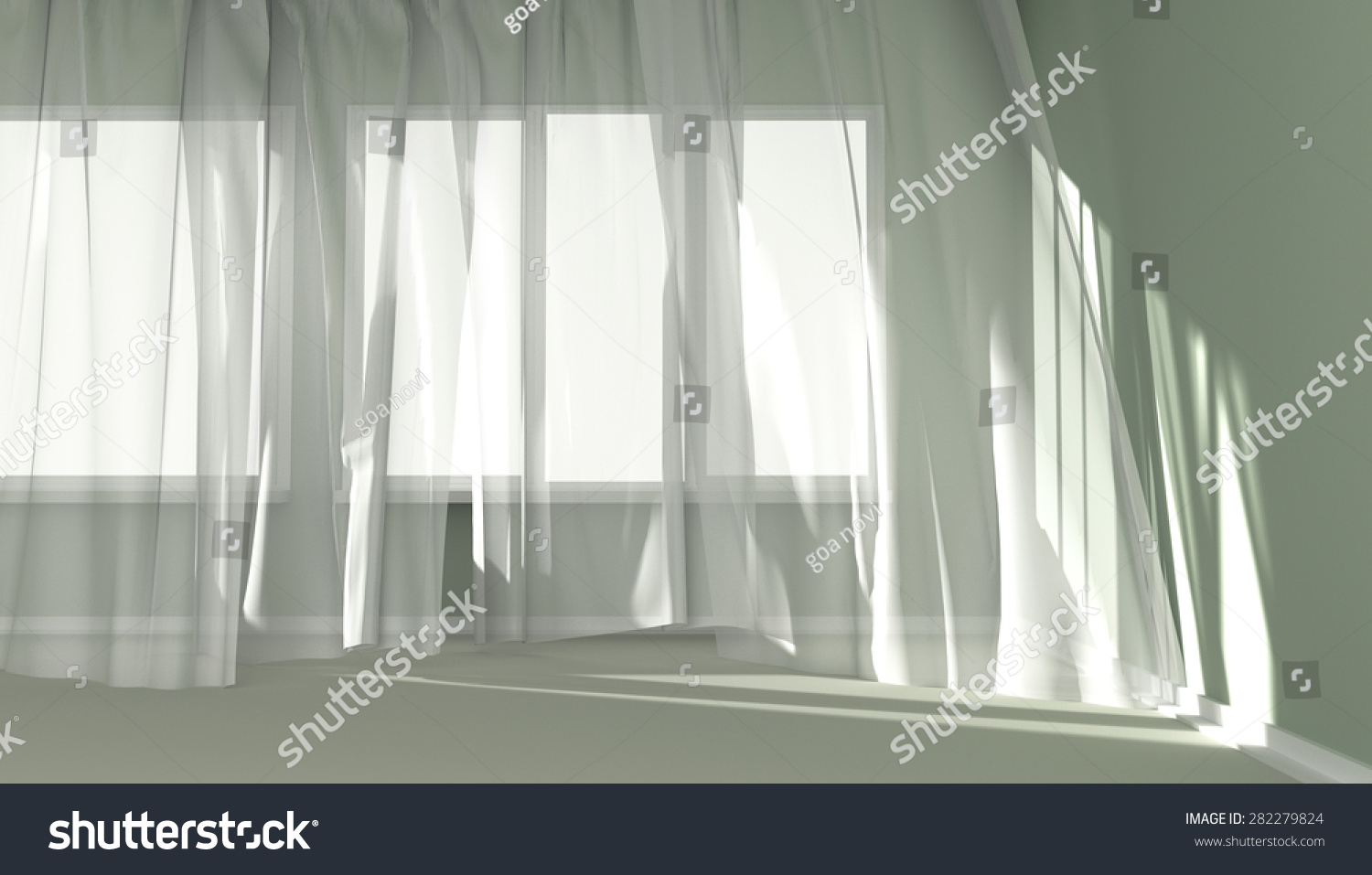 3d Rendering Empty Room Sunlight Shining Stock Illustration 282279824 ...