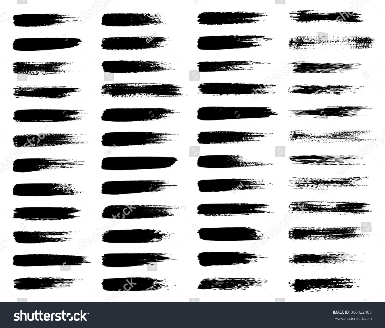 Vector Set Grunge Brush Strokes Black Stock Vector (Royalty Free ...