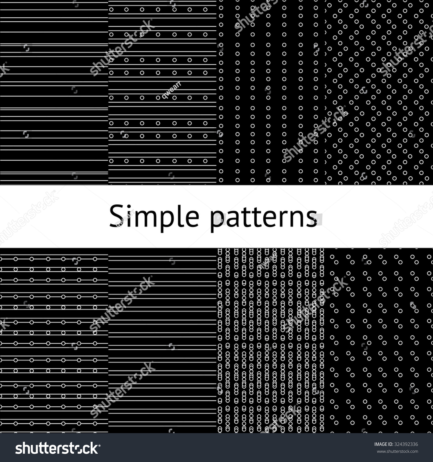 Black White Simple Patterns Set Stock Vector (Royalty Free) 324392336 ...