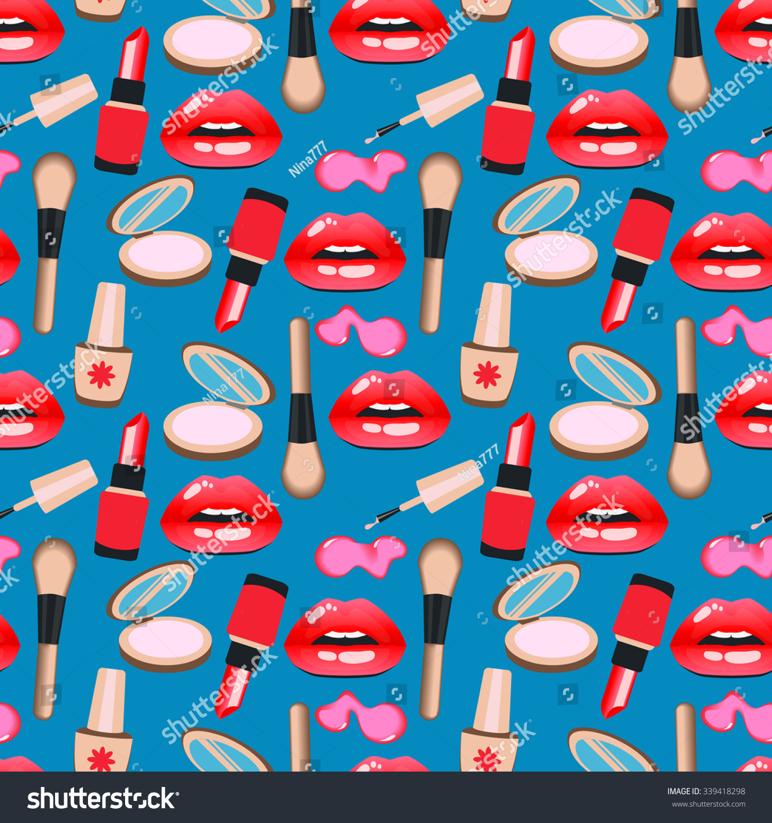 Cosmetics Makeup Seamless Pattern Closeup Beautiful Stock Vector Royalty Free 339418298 