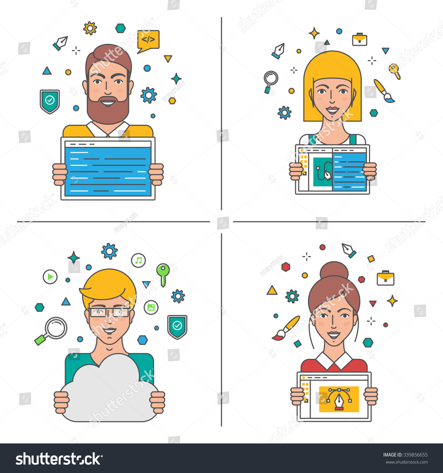 Web Development Team Vector Illustration: เวกเตอร์สต็อก (ปลอดค่า ...