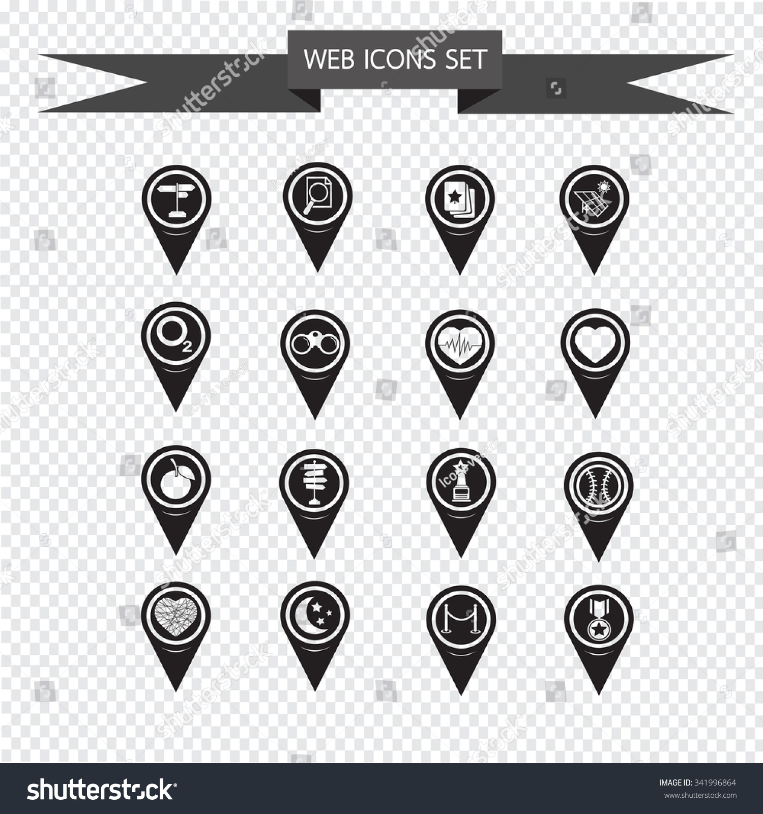 Set Map Pointer Icons Website Communication Stock Vector (Royalty Free) 341996864 | Shutterstock