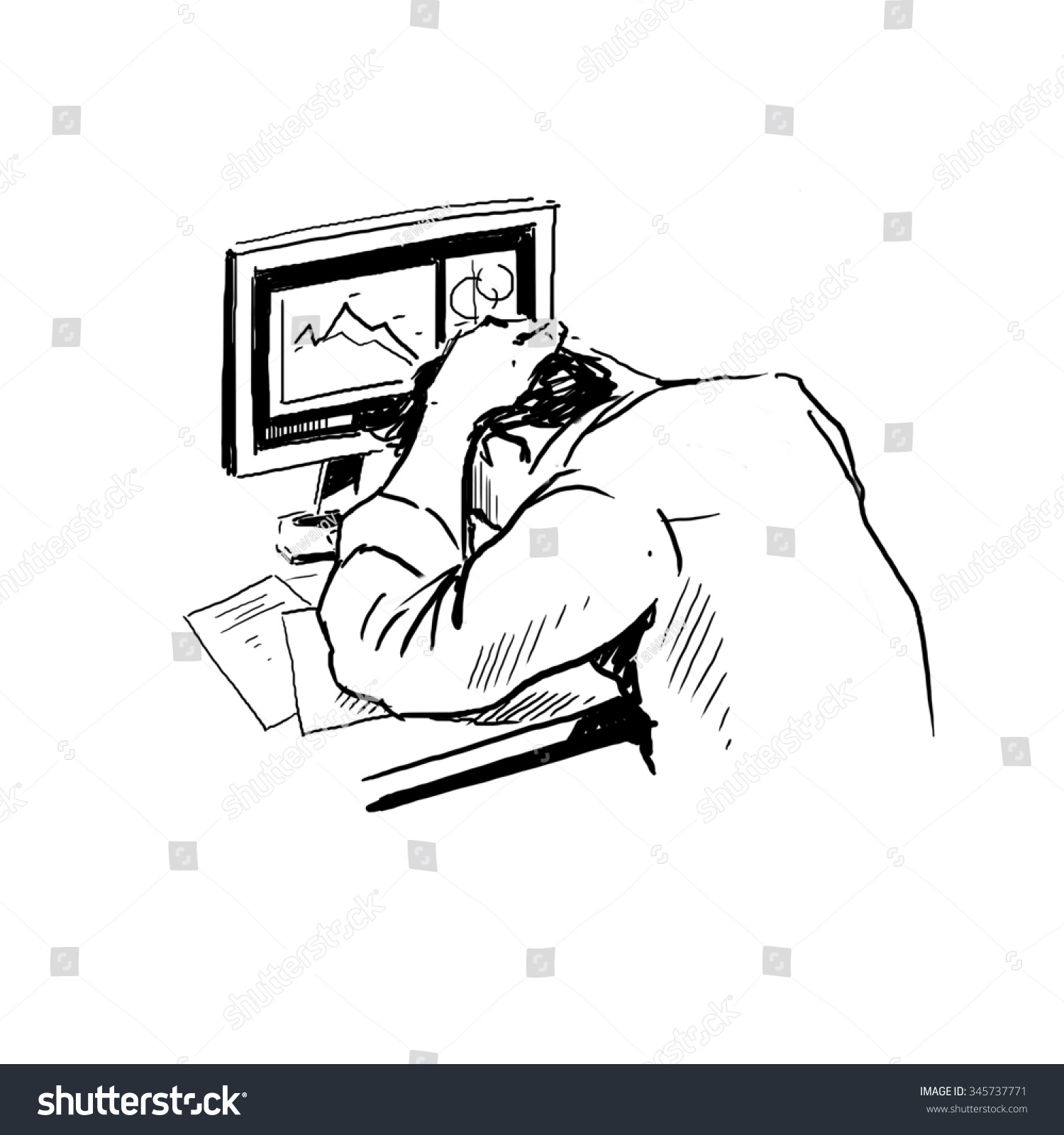 Serious Man Behind Computer: Over 24 Royalty-Free Licensable Stock ...