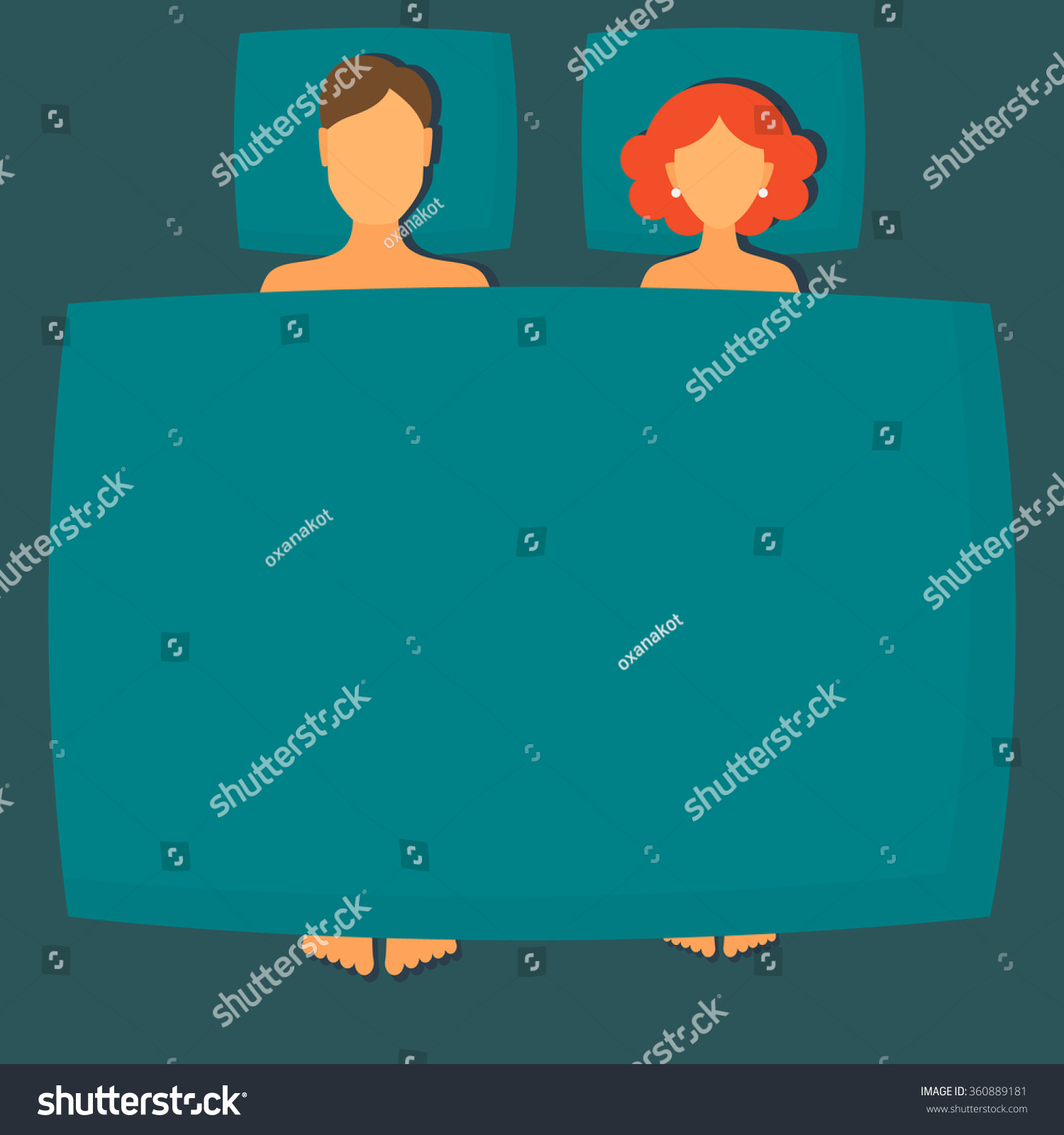 Vector Flat Illustration Couple Bed Man Stock Vector Royalty Free 360889181 Shutterstock 