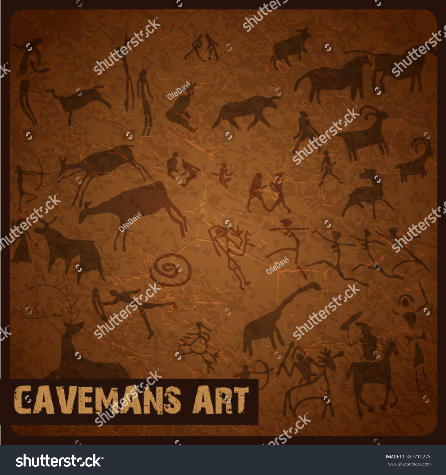 Caveman Art Vector Background Illustration Business: เวกเตอร์สต็อก ...