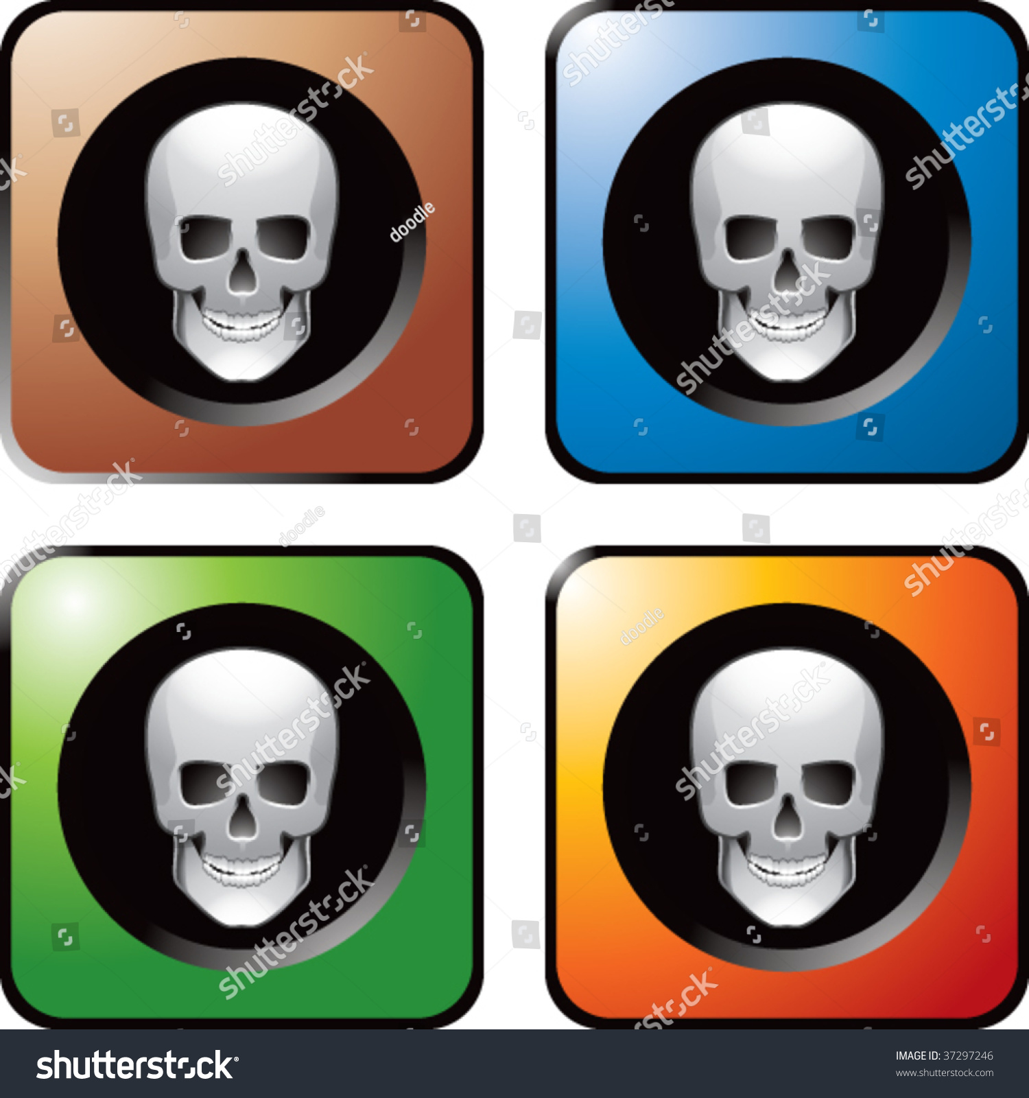 Scary Skull On Multicolored Web Buttons Stock Vector (Royalty Free ...