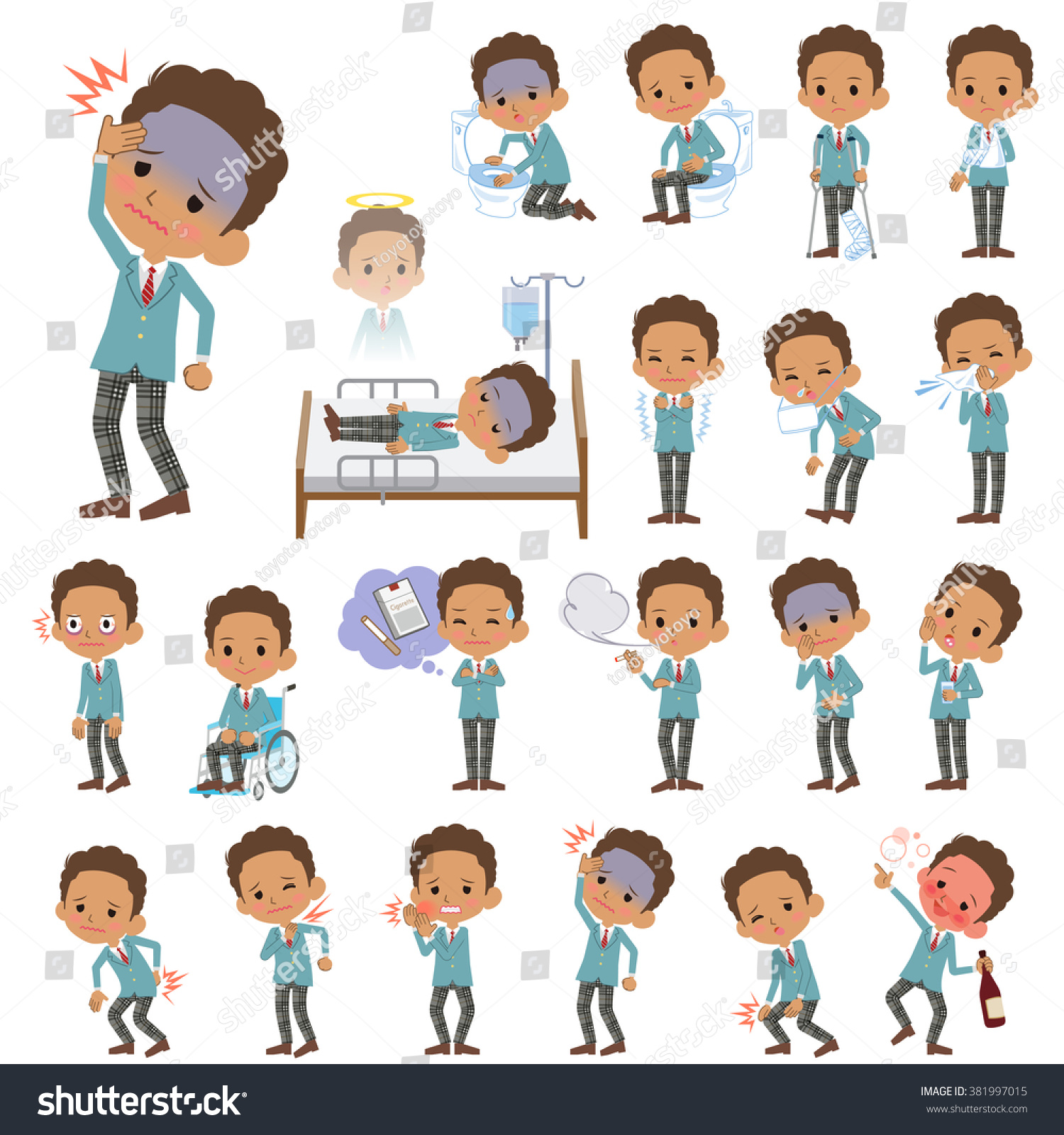 Set School Boy Injury Illness There Stock Vector (Royalty Free ...