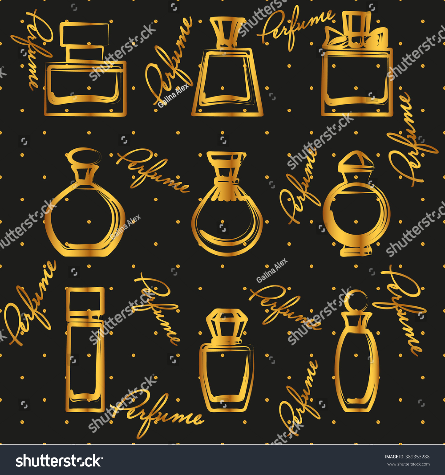 Set Different Gold Perfume Bottles Vector Stock Vector (Royalty Free ...